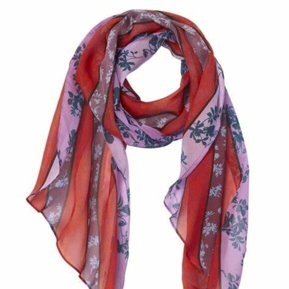 CAbi | Accessories | Cabi 0 Silk Coy Scarf Red Purple Floral Mixed ...